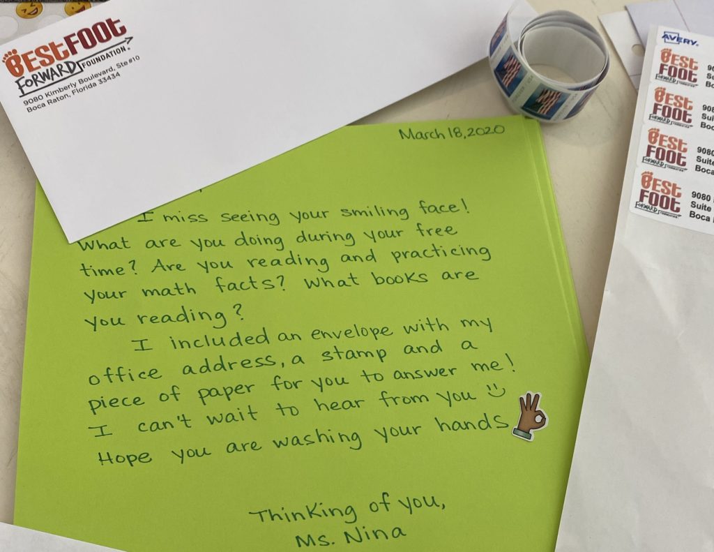 Writing Letter with our Students – Best Foot Forward Foundation